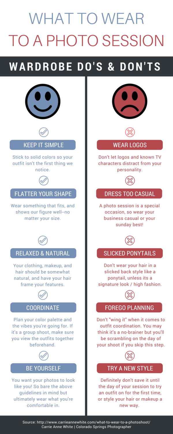What to Wear to your Photoshoot - Best Outfits, Do's and Donts